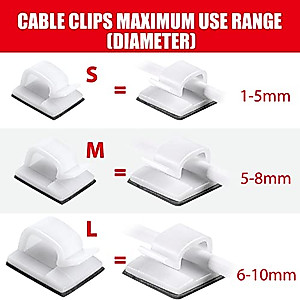 100 Pieces Cable Clips Outdoor Light Clips Cord Organizer Self Adhesive Wire Clips Mini Hooks Cable Wire Management Holder for Car Office Home Fairy Light Decoration (White, Small)
