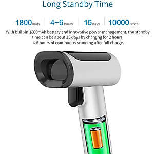2D Bluetooth Barcode Scanner & 2.4Ghz Wireless and USB Wired QR Barcode Reader for iOS Windows Mac Android Barcode Scanner with Stand Base