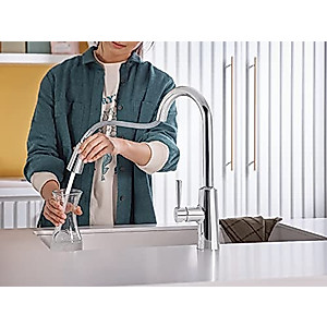 Moen 7402EW Riley Single Handle Chrome High Arc Pull Down Kitchen Faucet with Motionsense Wave, Power Clean Spray Technology, and Reflex System, Sensor, Modern, Aa Batteries