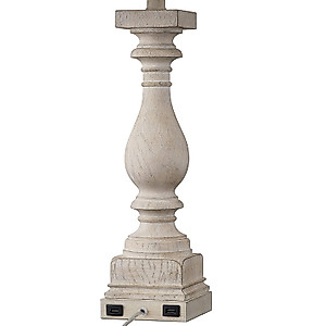 BOBOMOMO 27" Table Lamp with USB C+A Charging Ports Set of 2 Antique Nightstand Lamp for Bedroom Living Room Farmhouse Office Retro Rustic Resin Bedside Desk Lamps Washed White