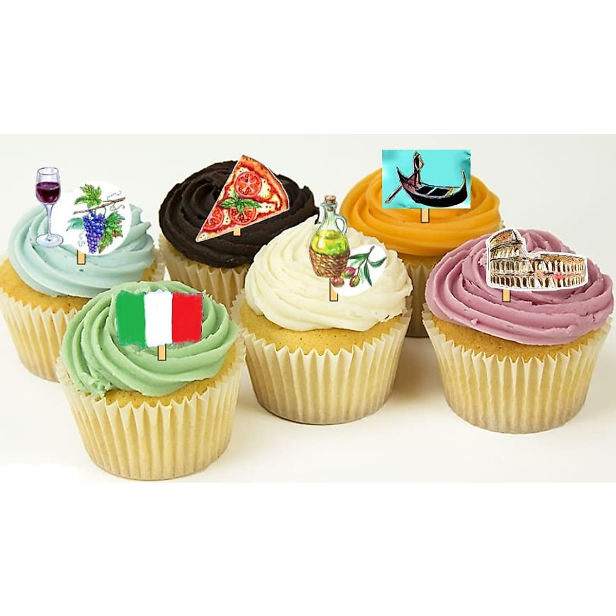 12 Italy Italian Theme Party Cupcake Toppers Picks