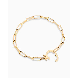 gorjana Women's Parker Paperclip Link Chain Bracelet, 18k Gold Plated, Signature Clasp, Adjustable Minimalist Stacking Layered