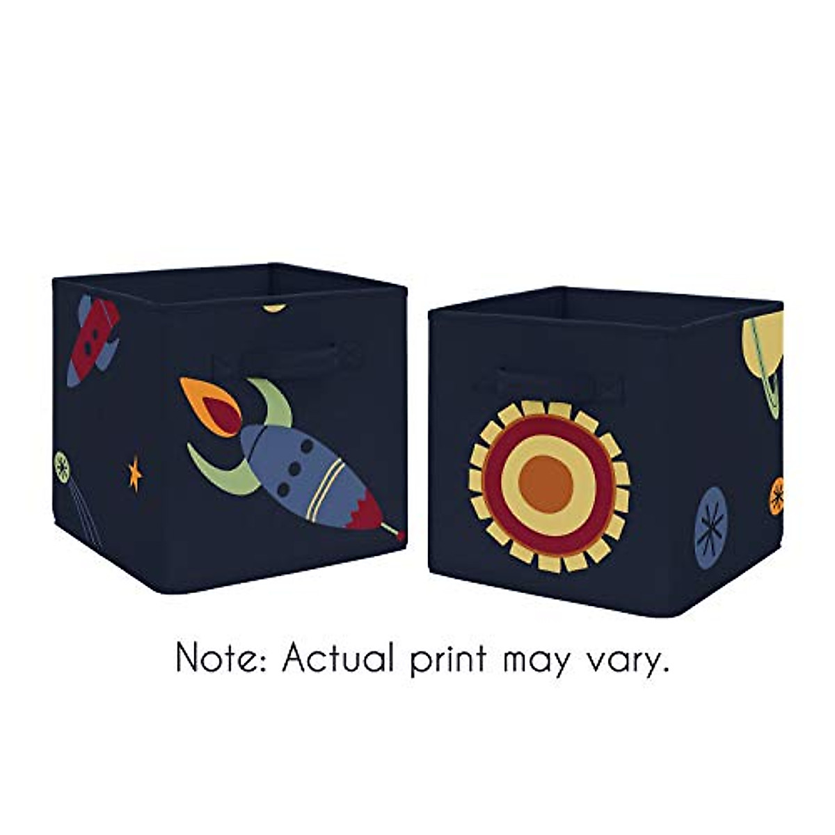 Sweet Jojo Designs Navy Blue Planets Organizer Storage Bins for Space Galaxy Collection - Set of 2