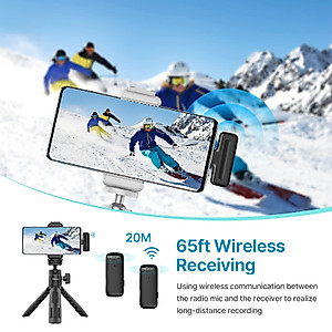 ULANZI J12 Wireless Lavalier Microphone for USB C Phone, 2-in-1 Plug-Play Mic with Charging Case for Phone Video Recording Interview Youtubers Vloggers, 65ft Transmission Range