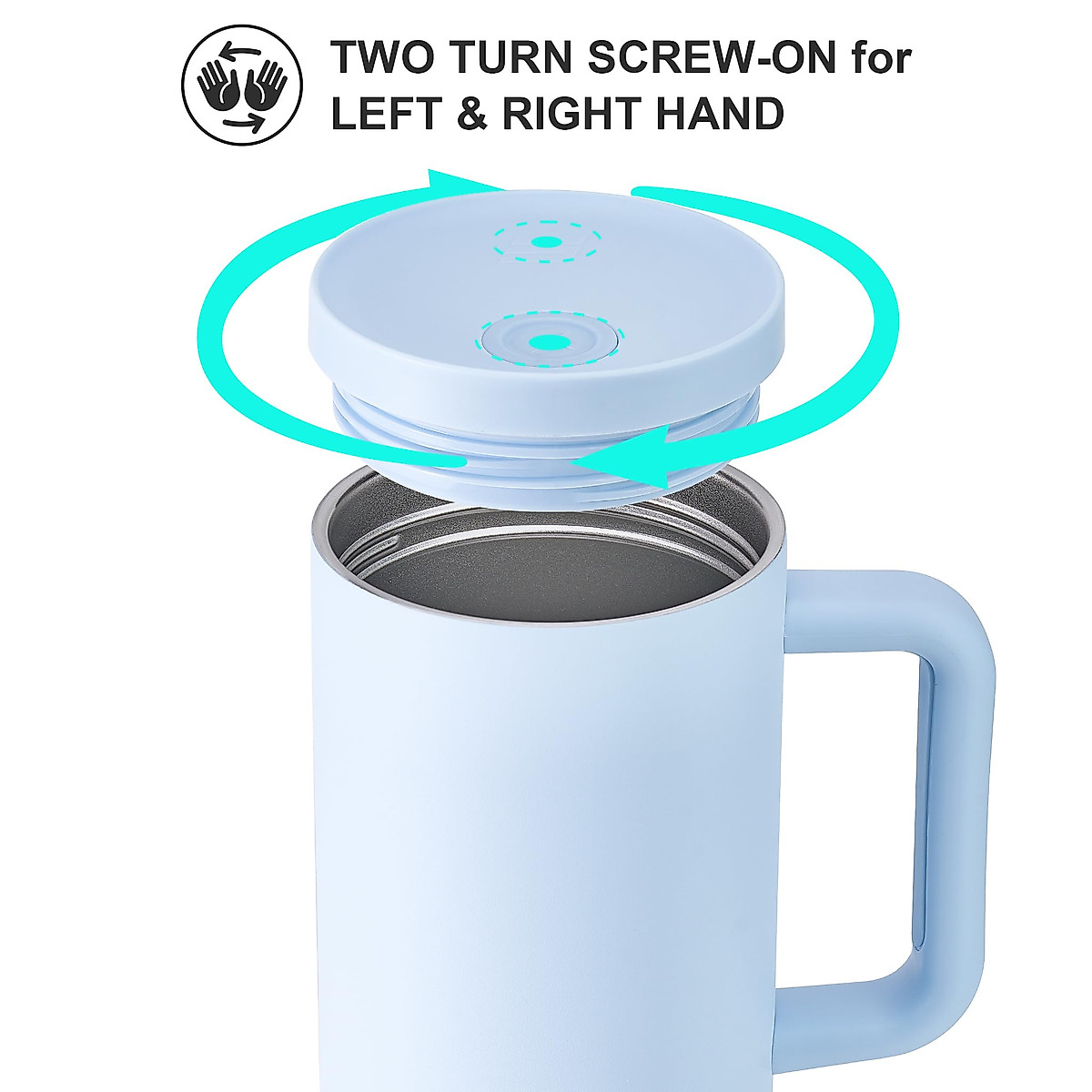 SUNWILL 40 oz Tumbler With Handle and Straw Lid, Coffee Tumbler Cups, Insulated Reusable Stainless Steel Travel Coffee Mug for Travel & Outdoor, Cupholder Friendly, Iceberg