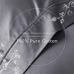 Hyde Lane 1000 Thread Count Cotton Pillowcases 2 Pack, Grey Pillow Cases Queen Size 20x30 inches, Soft and Durable Luxury, Wrinkle Resistant, Pilling Proof