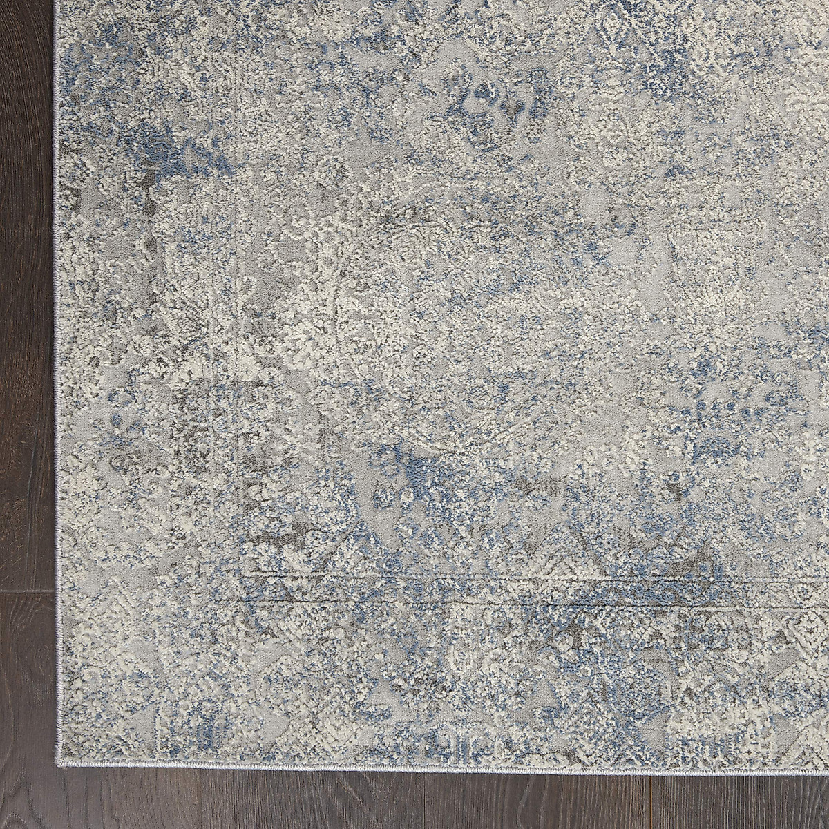 Nourison Rustic Textures Transitional Abstract Ivory/Grey/Blue 5'3" x 7'3" Area -Rug, Easy -Cleaning, Non Shedding, Bed Room, Living Room, Dining Room, Kitchen(5' x 7')
