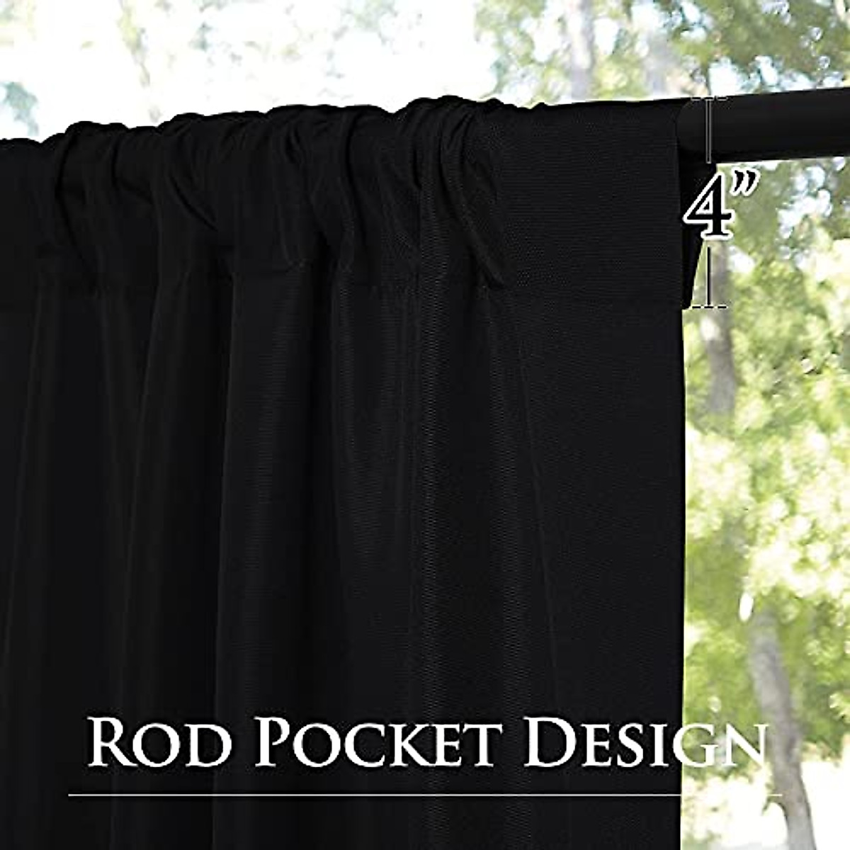 StangH Black Backdrop Curtains for Parties - 10 ft Curtain Drapes for Partition Room Dividers Curtains Waterproof Home Theater Studio Backgrounds Wedding Stage Stand Panels, 2 Panels