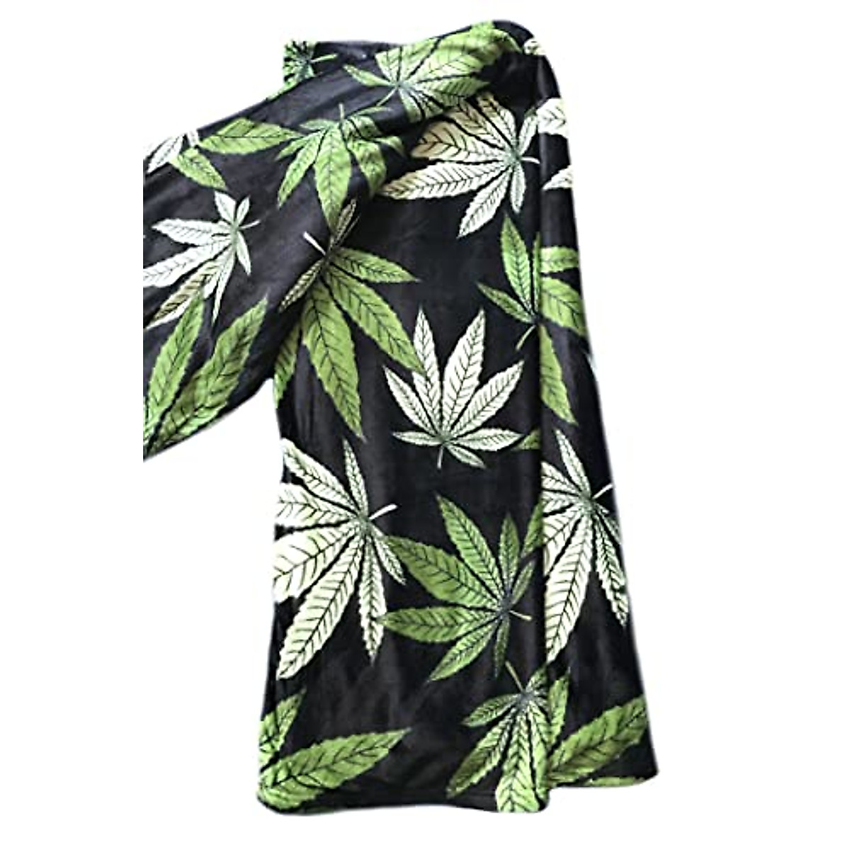 Home Must Haves Marijuana Leaf Fleece Plush Microfiber Super Soft Premium Warm Cozy Bed Blanket Throw, Black/Green, King (BLNK-Marijuana-King)