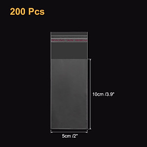 uxcell 200Pcs Clear Cello Bags, 2" x 4" Plastic Self Sealing OPP Cello Treat Bags Cello Poly Bags for Packing Cookies Candy Jewelry Gifts, Clear