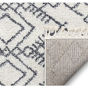 Well Woven Chessa Grey Moroccan Shag Diamond Trellis Pattern Area Rug 7'10" x 9'10"