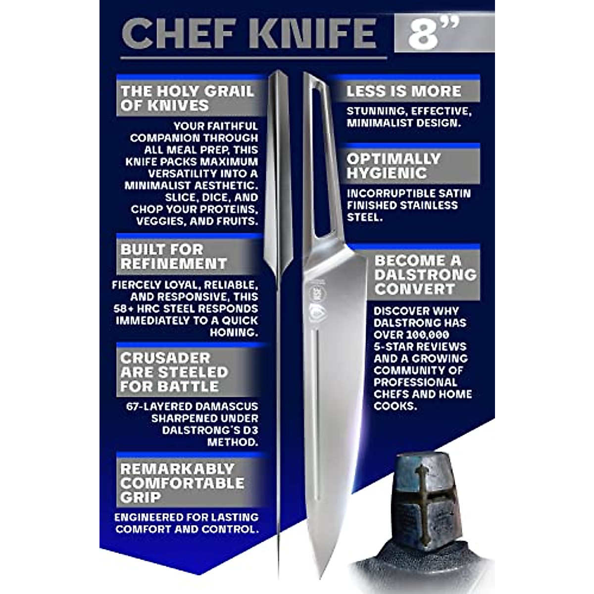 Dalstrong Chef Knife - 8 inch - Crusader Series - Forged High-Carbon German Stainless Steel - w/Magnetic Sheath - Kitchen Knife - NSF Certified