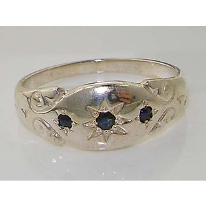 LetsBuyGold 925 Sterling Silver Natural Sapphire Womens Band Ring - Sizes 4 to 12 Available