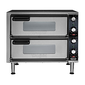 Waring Commercial WPO350 Medium-Duty Double Deck Pizza Ovens for Pizza up to 14" diamater, Ceramic Deck, 240V, 3500W, 6-20 Phase Plug