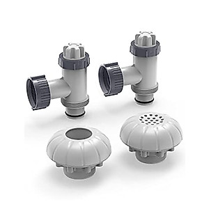 POOLHACKER Above Ground Pool Inlet and Outlet Ports Replacement Part Kit, Includes 2 On/Off Plunger Valve for Connection Pumps, Pool Replacement Parts
