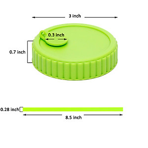 Youngever 18 Pack Plastic Mason Jar Lids with 9 Pack Silicon Straws, Food Grade Plastic Storage Caps for Mason, Canning Jars