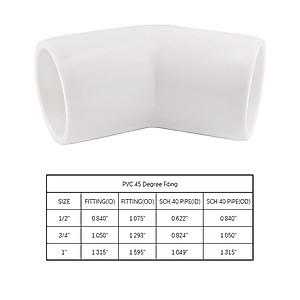 MARRTEUM 1/2 Inch 45 Degree PVC Elbow Fitting Pipe Corner Connector for Greenhouse Shed/Garden Support Structure/Storage Frame, Furniture Build Grade SCH40 [Pack of 6]