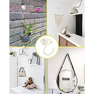 NACETURE Ceiling Hooks for Hanging Plants 3 Pack - Plant Hanger Indoor Hanging Hooks Metal Plant Bracket Iron Lanterns Hangers for Wind Chimes, Planters (Round White 3 Pack) (White, 3 Pack)