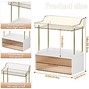 Versatile 4-Tier 2-Drawer Bathrooom Organizer, Makeup Organizer, Perfume Organizer, Bathroom Counter Organizer, Vanity Organizer, Skincare Organizers, Bathroom Organizers and Storage, Amber