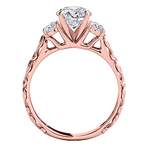 MauliJewels 0.50 Ct. Three-Stone Diamond Engagement Ring Women, 14K Solid Gold