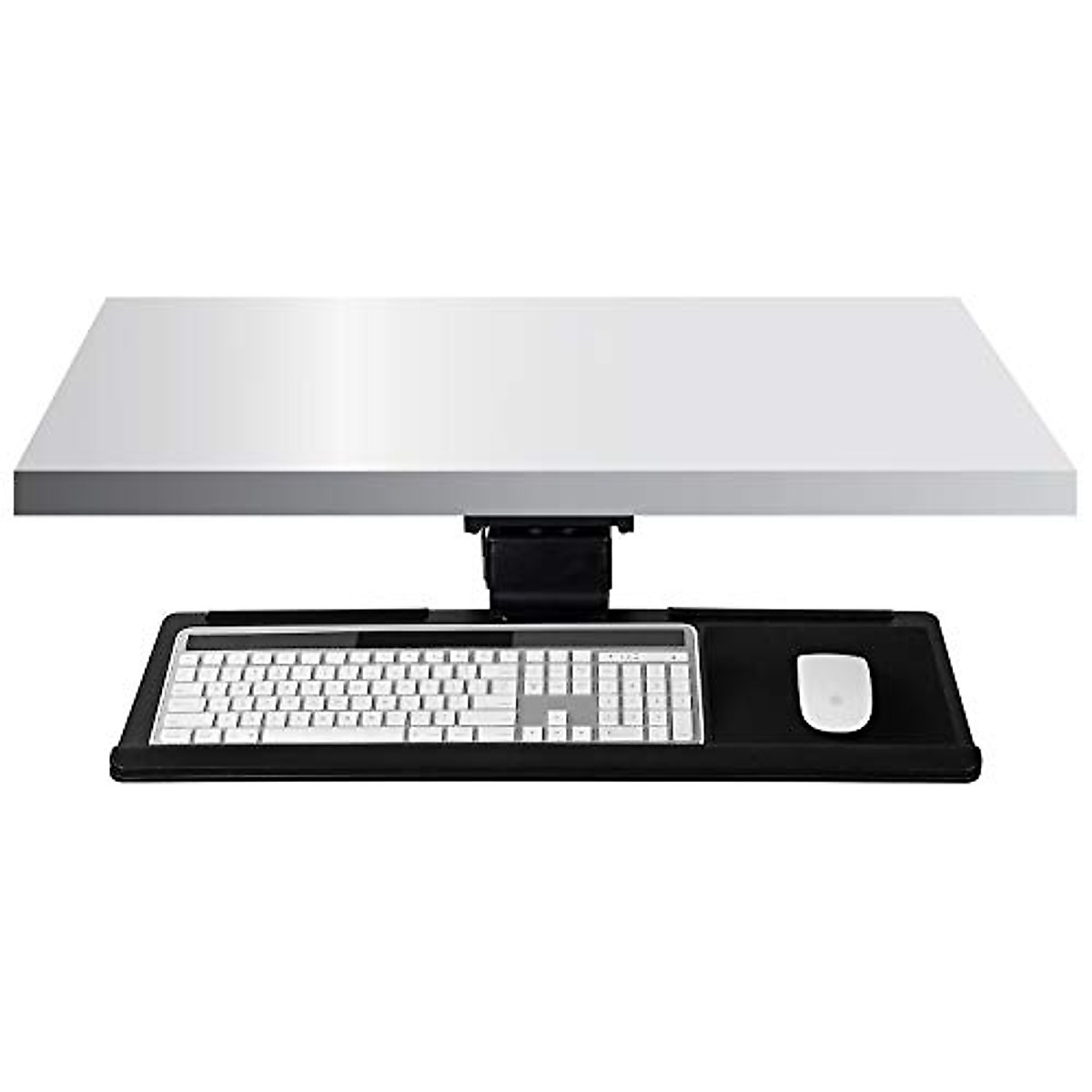 Mount-It! Under Desk Keyboard Tray and Mouse Platform, Ergonomic Computer Keyboard Drawer with Gel Wrist Pad, 17 inch Space Saving Track, Black (MI-7138)
