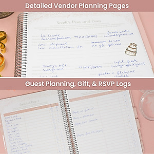 bloom daily planners Wedding Planner & Organizer/Hardcover Keepsake Journal with Essential Planning Tools - Checklists, Vision Boards, Tips & More - 9"x11" - Silver Floral (Undated)