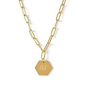 Sorority Shop Delta Gamma Paperclip Necklace — DG 18K Gold Plated Sorority Gifts Necklace, Long-Lasting Delta Gamma Gifts for Women