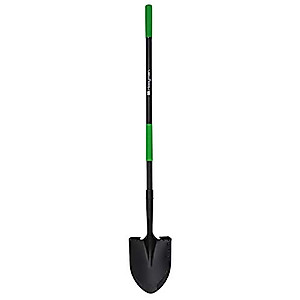 Hooyman Digging Shovel with Heavy Duty Carbon Steel Head Construction, Ergonomic No-Slip H-Grip, Oversized Steps, and Serrated Blades for Gardening, Land Management, Yard Work, Farming and Outdoors