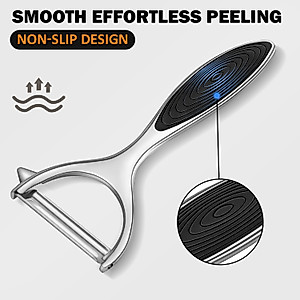 TACGEA Vegetable Peeler for Kitchen, Potato Peelers for Fruit Straight Blade, Durable Non-Slip Handle, Set of 2