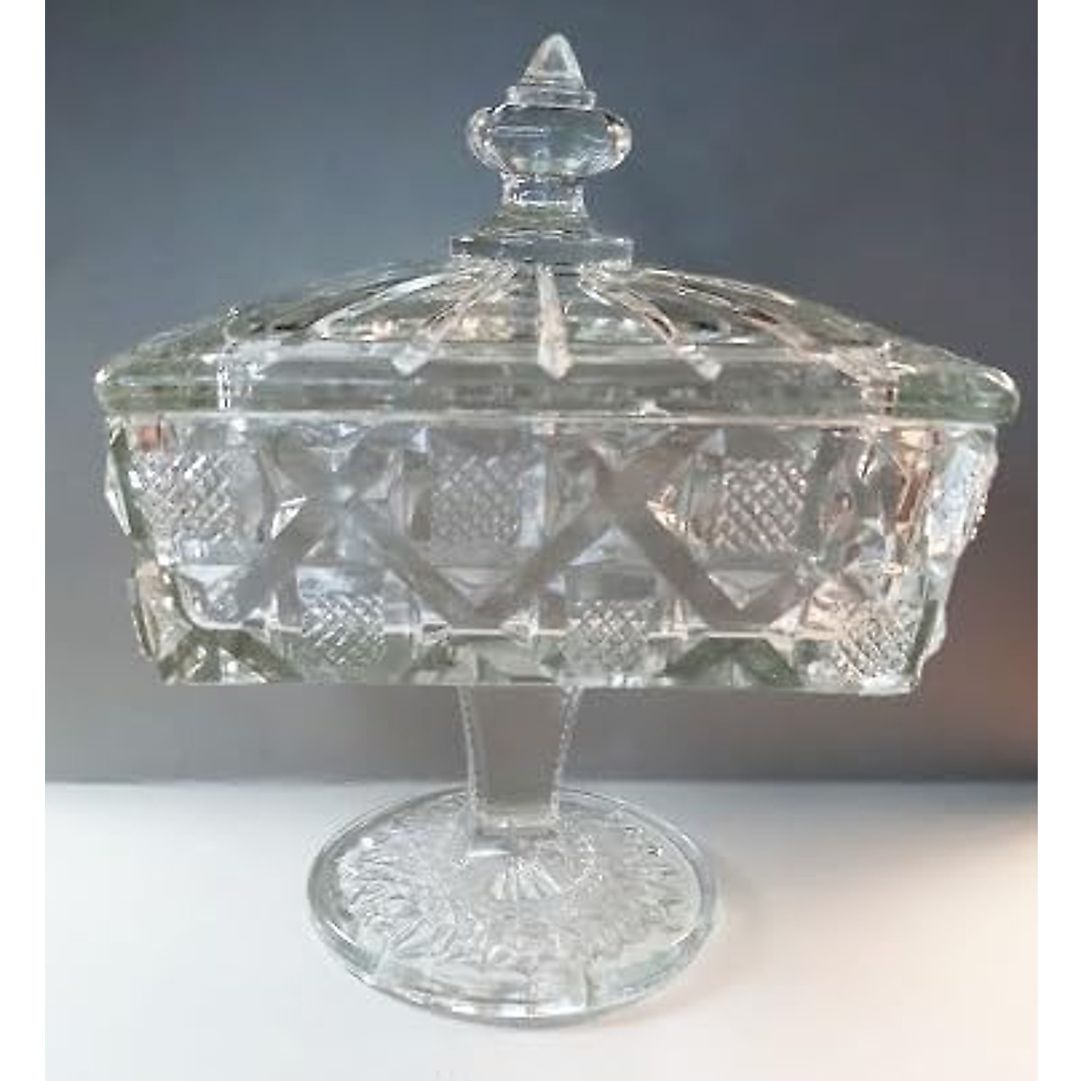Katrina Custom Fancy Glass Dish with Powder Puff - Medium No Lid