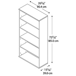 Bush Business Furniture Series C 36W 5 Shelf Bookcase, Natural Cherry