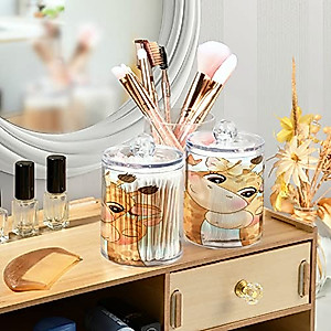 Kigai 2 Pack Apothecary Jars Cute Little Giraffe Qtip Holder Organizer Clear Airtight Container for Cotton Swabs Food Storage 14oz Plastic Jars with Lids