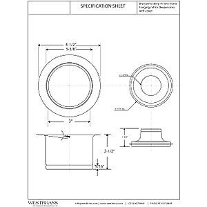 Westbrass A2082-62 3-1/2" Extra-Deep Collar Kitchen Sink Waste Disposal Flange & Stopper, 1-Pack, Matte Black