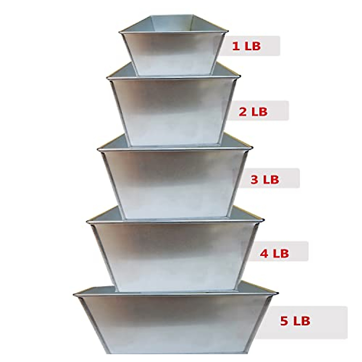 5 Pack Heavy Duty Bread Loaf Pan For Baking Loaf Pan Set, 1 Lb to 5 Lb, Loaf Pans for Baking Bread