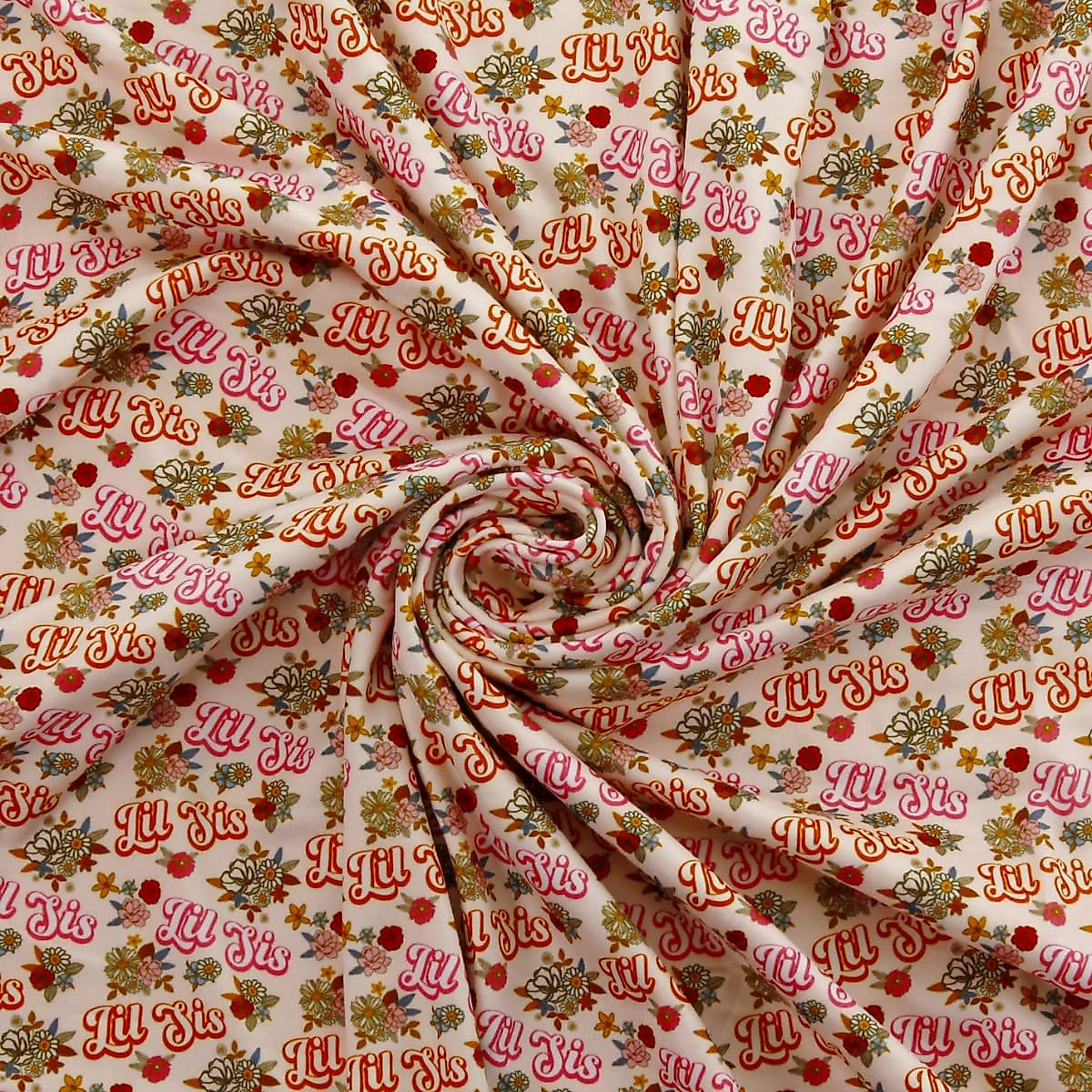 Lil Sis Retro Floral DBP Fabric - Double Brushed Polyester 4 Way Stretch - 1/2 yard