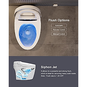 Homary Modern Smart Toilet Bidet, One-Piece 1.27 GPF Toilet Intelligent Elongated Toilet Auto Flush, Foot Sensor Operation, Heated Seat, Warm Water and Dry, Air Dryer, Digital Display