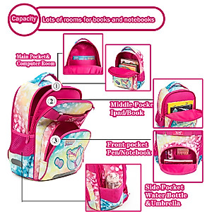School Girls Boys Kids Backpack for Preschool Kindergarten Elementary School Backpack for Girls Boys Kids Lightweight and Multi functional Heavy Duty carry on Backpack with Lunch Bag Mermaid