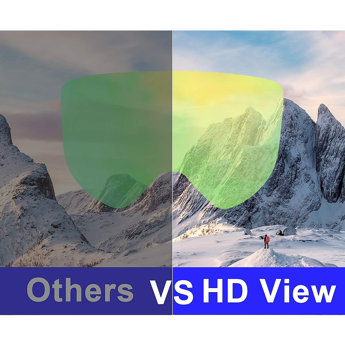 VANE Ski Goggles, Snowboard Goggles Over Glasses, Anti Fog UV Protection Snow Goggles OTG Interchangeable Lens for Men Women Snowmobile, Skiing, Skating