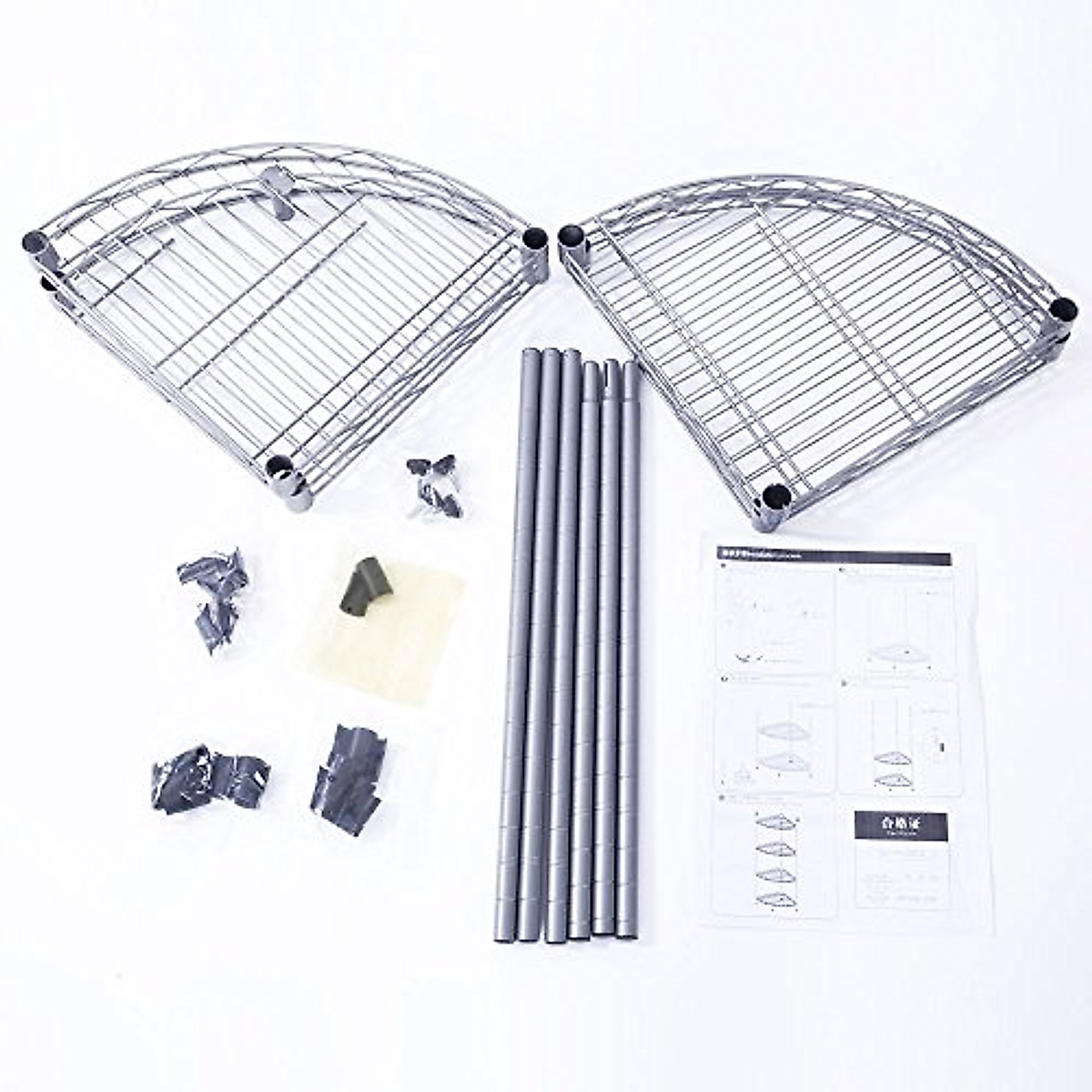 Gappys Kitchen Steel Corner Shelf Rack - 4-Layer Pot Rack Storage Organizer Heavy Duty Shelves Shelf Holder Shelving Unit Silver 11.81 x 11.81 x 35.43 inch XM-243S 0