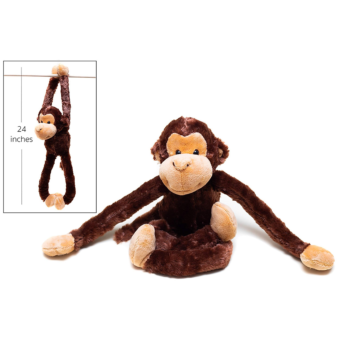 24-Inch Hanging Monkey Stuffed Animal – Monkey Toy With Specially Designed Ultra Soft Plush Feel For Kids - Hands And Feet Connect Together - Bring These Popular Monkeys Home To Boys & Girls Ages 3+