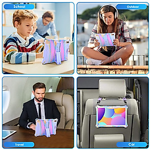 DETUOSI Case for VASTKING KingPad K10/Z10 with Stylus Pen & Shoulder Strap, 10 inch Lightweight Silicone Protective Cover for KingPad K10 Pro, BYYBUO SmartPad T10 10.1, Rose Red & Purple