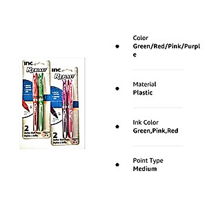 R2 Blast Gel Rollerball 0.7mm Colored Gel Pen Set: 4 Items Including Gel Pens in the Following Colors: Green/Red/Pink/Purple (4 Pens Total)