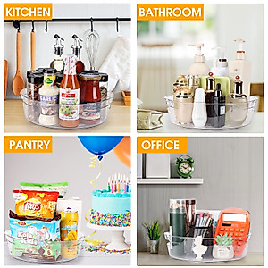 URALFA 2-Pack Lazy Susan Cabinet Organizer, Plastic Lazy Susan Turntable, 11" Rotating Round Lazy Susan Spice Rack Organizer for Pantry, Countertop, Clear