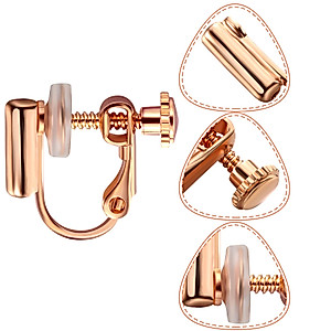 Hicarer 10 Pairs Clip on Earring Converter Non Pierced Earrings Components with Post for Non-Pierced Ears, with 12 Pairs Comfort Earring Pads for Women