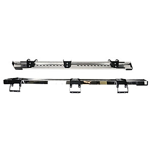 IKON MOTORSPORTS, Running Boards Compatible With 2015-2023 Ford F150 SuperCrew Cab, V Style Silver Steel Side Step Bar Nerf Bar