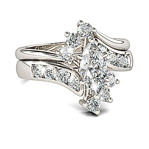 Jeulia Marquise Cut Wedding Set Sterling Silver Bypass Rings with Cubic Zirconia White Diamond Solitaire Engagement Rings Promise Anniversary with Gift Box (10)