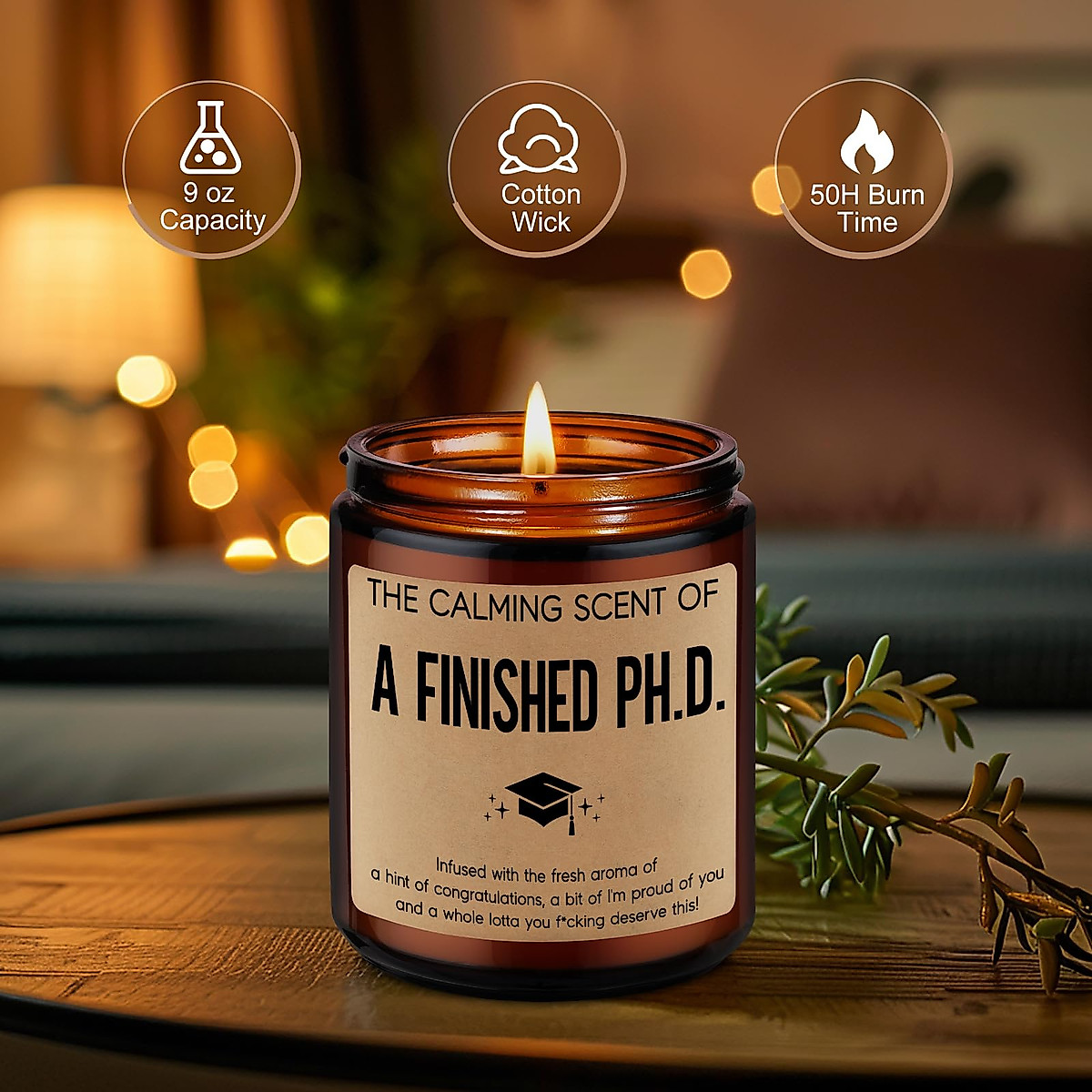LEADO Graduation Candle - PhD Graduation Gifts, Doctorate Graduation Gifts, 2024 Graduation Gifts for Her, Him - Funny Dissertation Gift, Congrats Grad Gifts for Doctoral Graduates, Women, Men