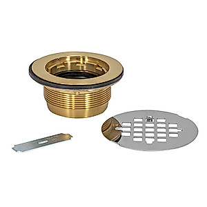 Eastman 2 Inch IPS No Caulk Brass Shower Drain, Stainless Steel, 15306