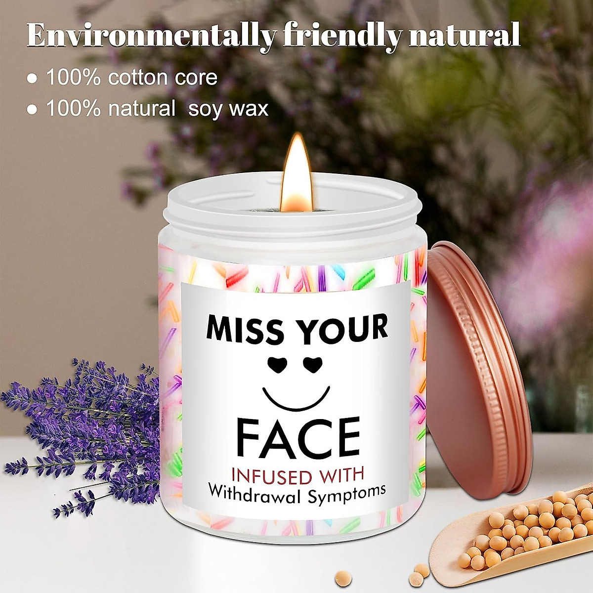 Best Friends - Gifts for Women Sister Bestie, Friendship Gifts for Women Friends, Best Friend Birthday Gifts, Funny Christmas Gifts for Women, Miss Your Face Lavender Candle Gifts for Bestie