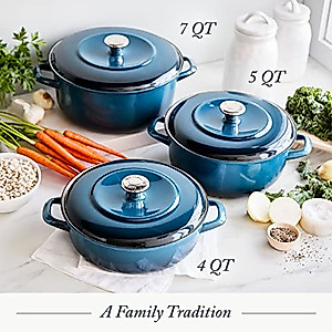 Merten & Storck German Enameled Iron, Round 5.3QT Dutch Oven Pot with Lid, Aegean Teal